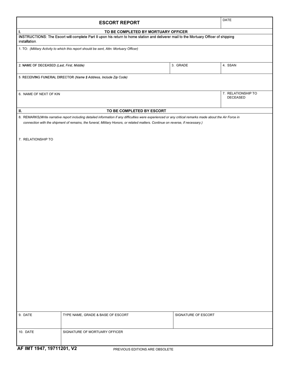 AF IMT Form 1947 - Fill Out, Sign Online and Download Fillable PDF ...