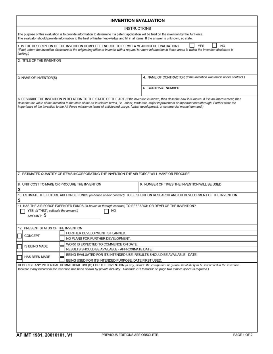 AF IMT Form 1981 - Fill Out, Sign Online and Download Fillable PDF ...