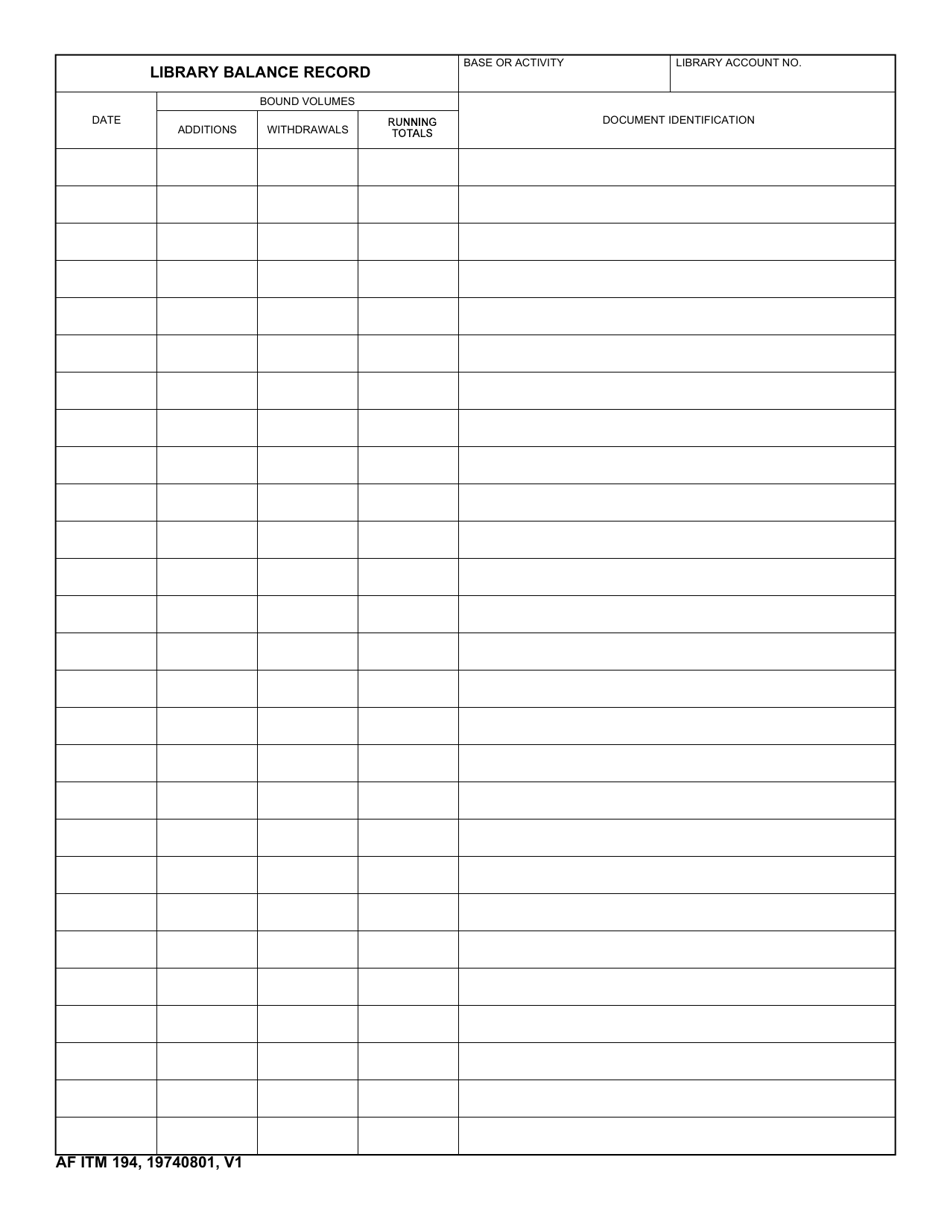 AF IMT Form 194 - Fill Out, Sign Online and Download Fillable PDF ...