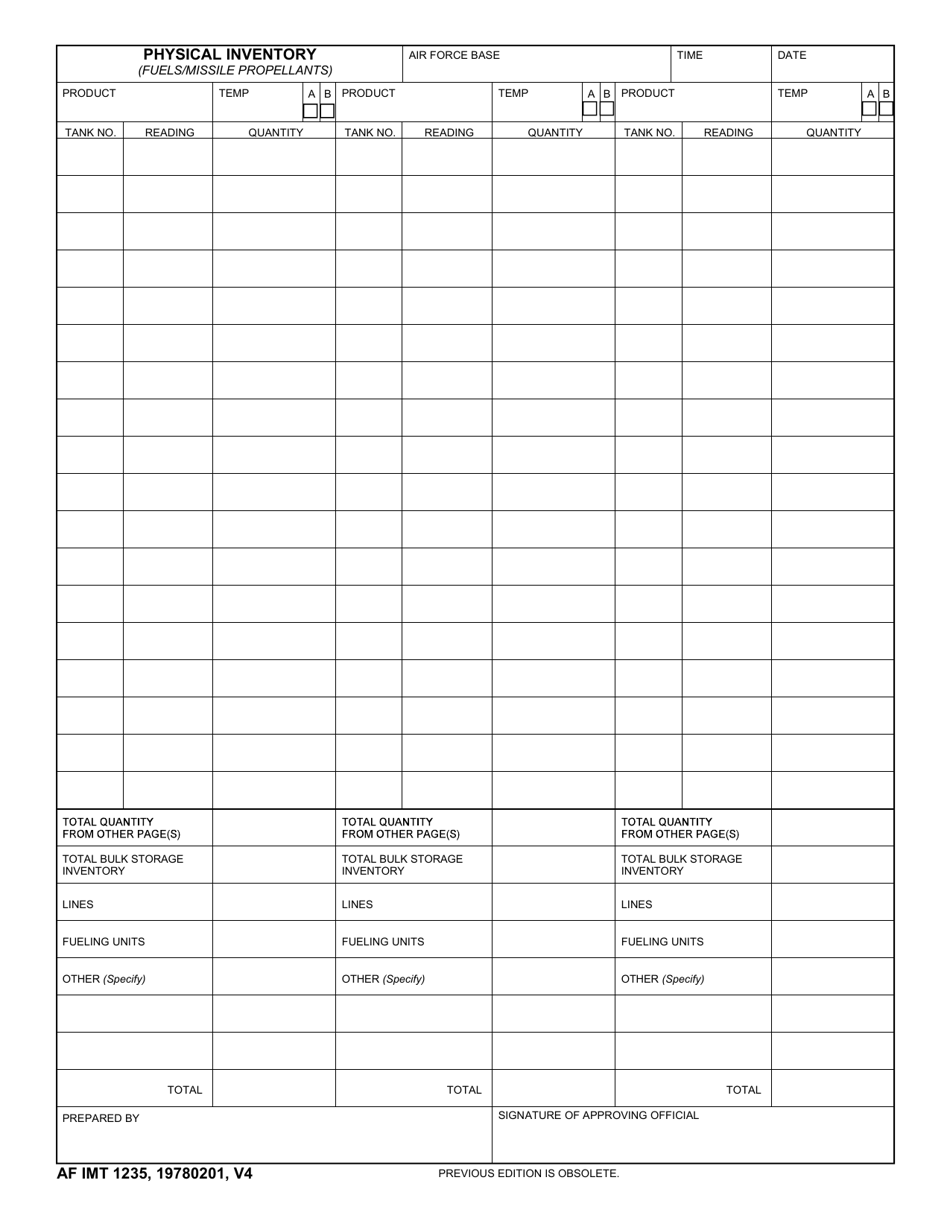 AF IMT Form 1235 - Fill Out, Sign Online and Download Fillable PDF ...