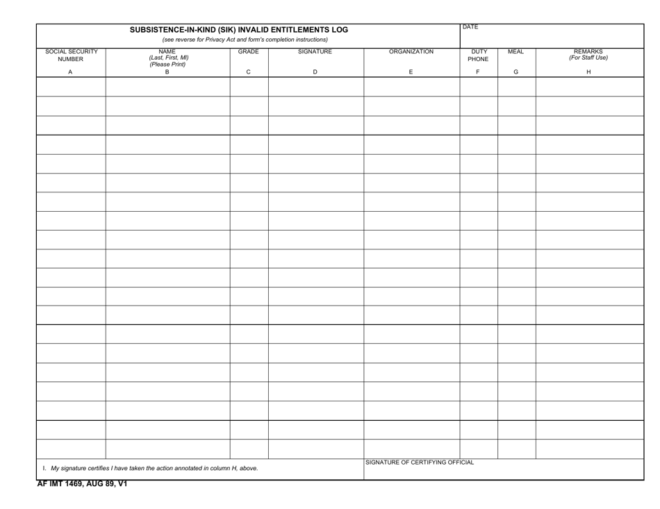AF Form 1469PG1 - Fill Out, Sign Online and Download Fillable PDF ...