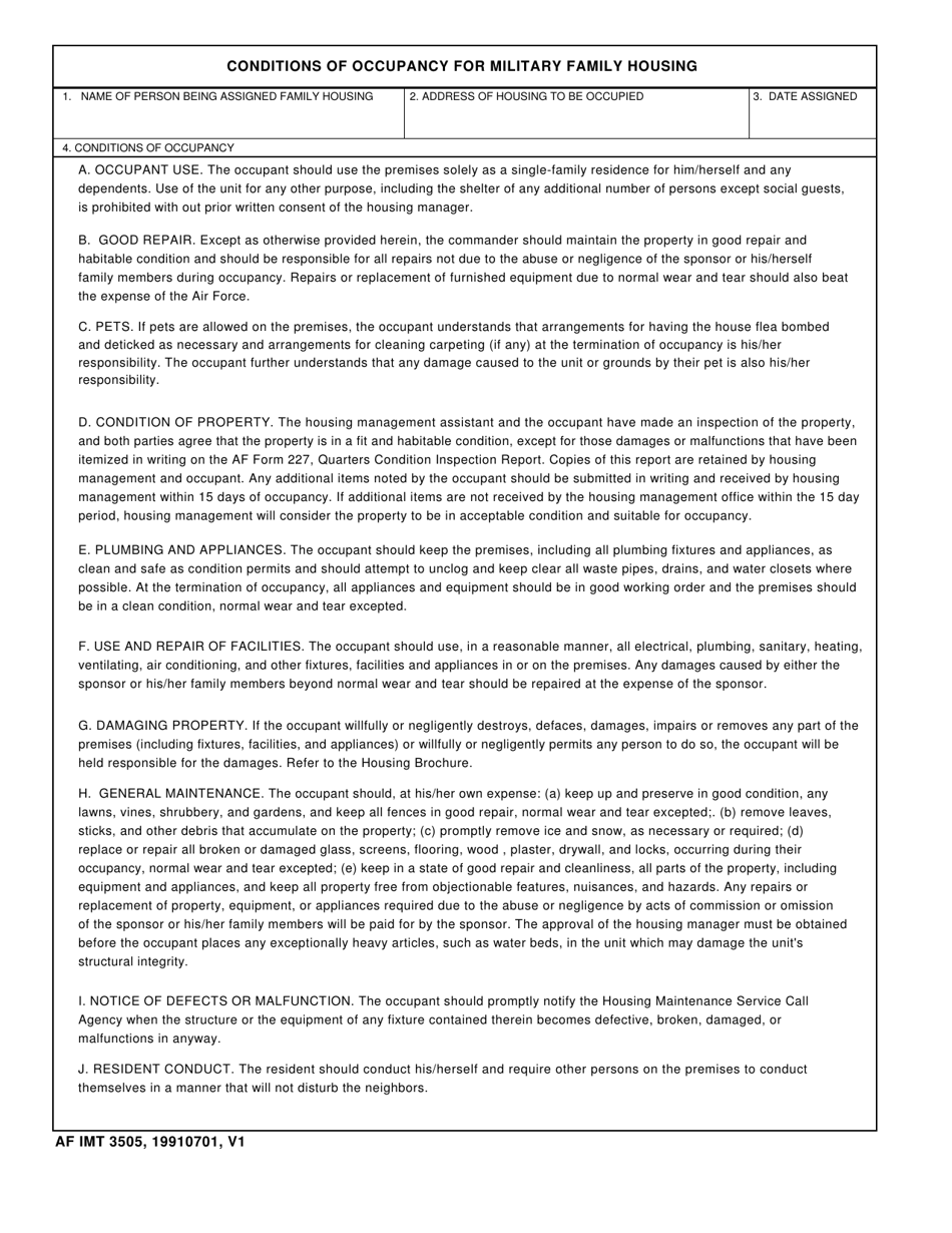 AF IMT Form 3505 - Fill Out, Sign Online and Download Printable PDF ...