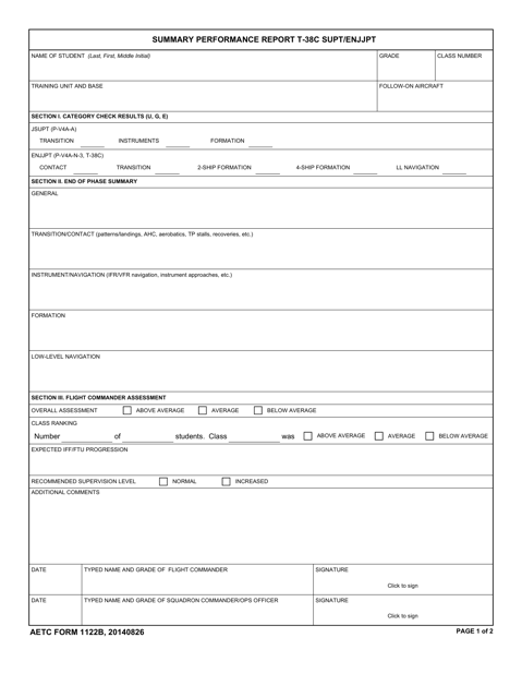 AETC Form 1122B Download Fillable PDF or Fill Online Summary ...