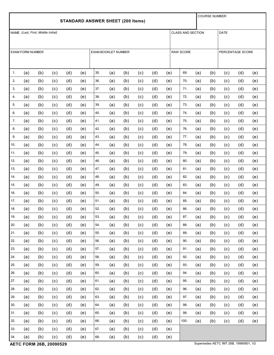 AETC Form 26B Download Fillable PDF or Fill Online Standard Answer ...