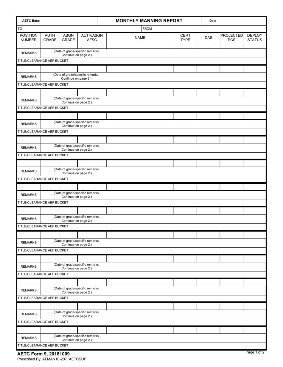 AETC Form 9 - Fill Out, Sign Online and Download Fillable PDF ...
