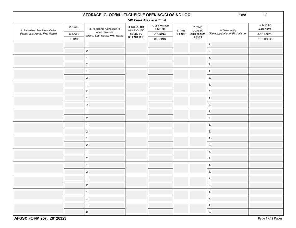 AFGSC Form 257 - Fill Out, Sign Online and Download Fillable PDF ...