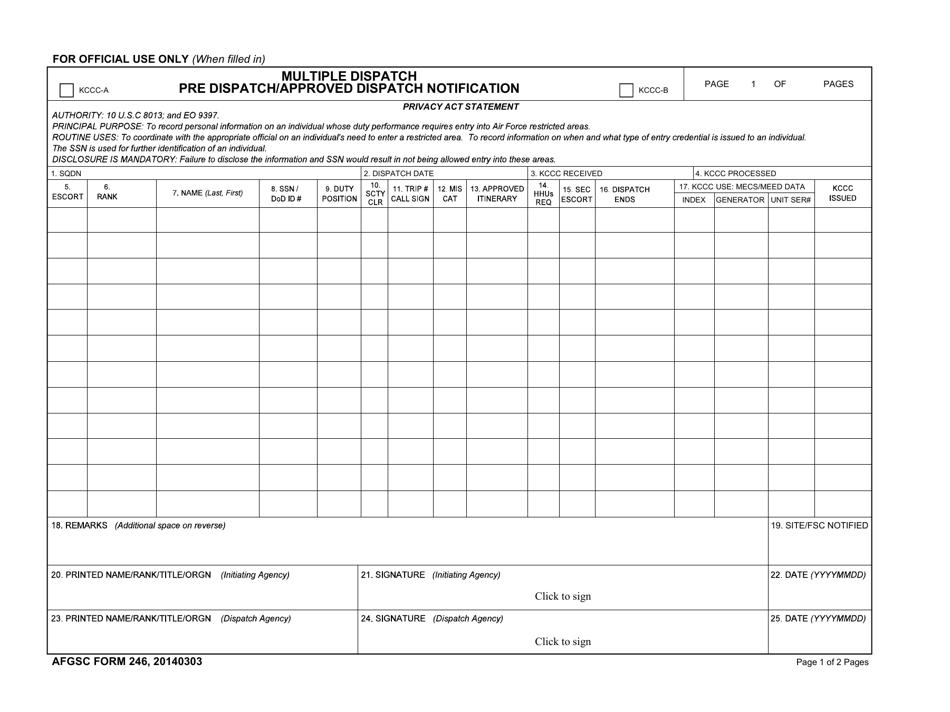 AFGSC Form 246 - Fill Out, Sign Online and Download Fillable PDF ...