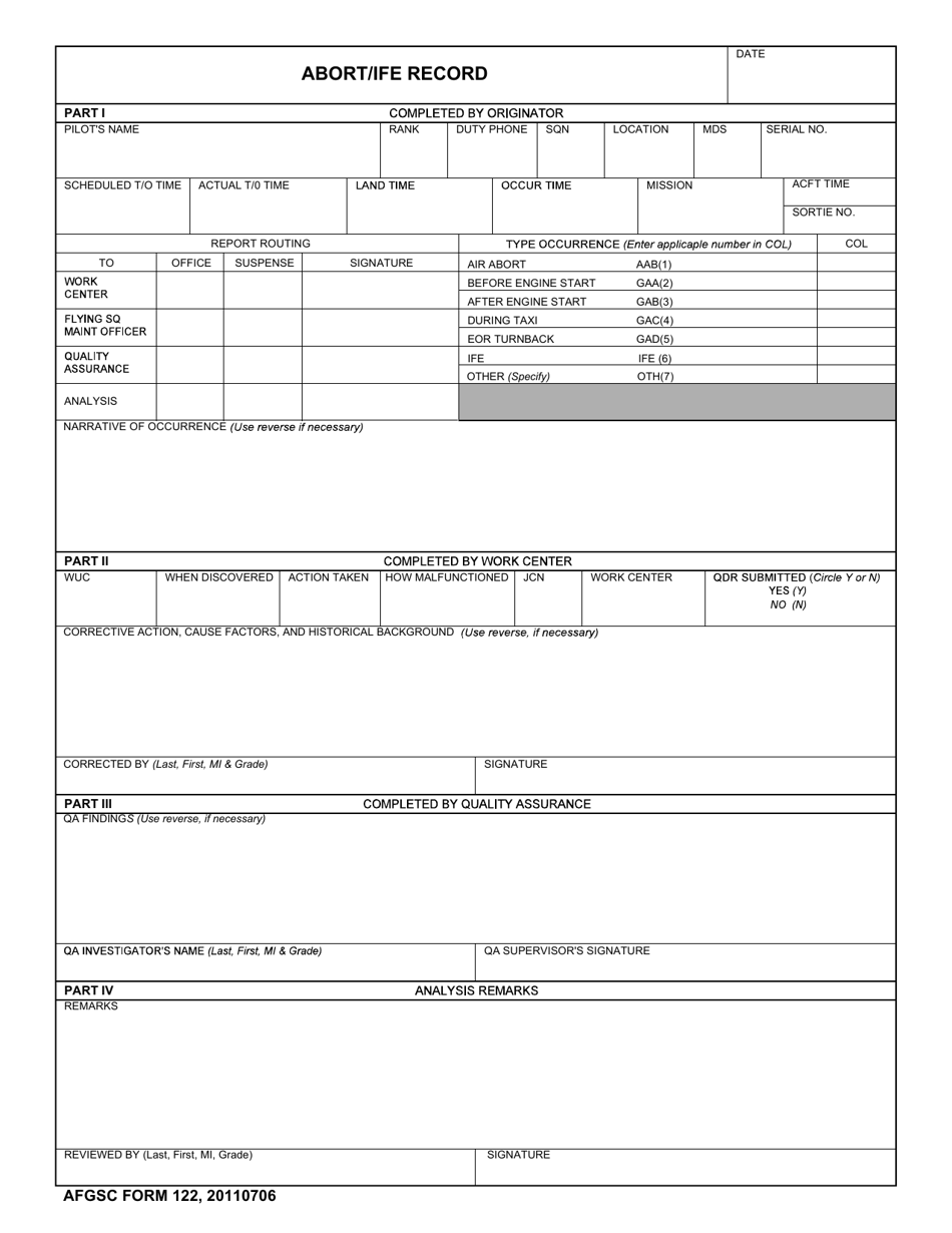 AFGSC Form 122 - Fill Out, Sign Online and Download Fillable PDF ...