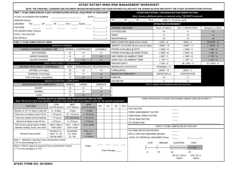 AFGSC Form 203 - Fill Out, Sign Online and Download Printable PDF ...