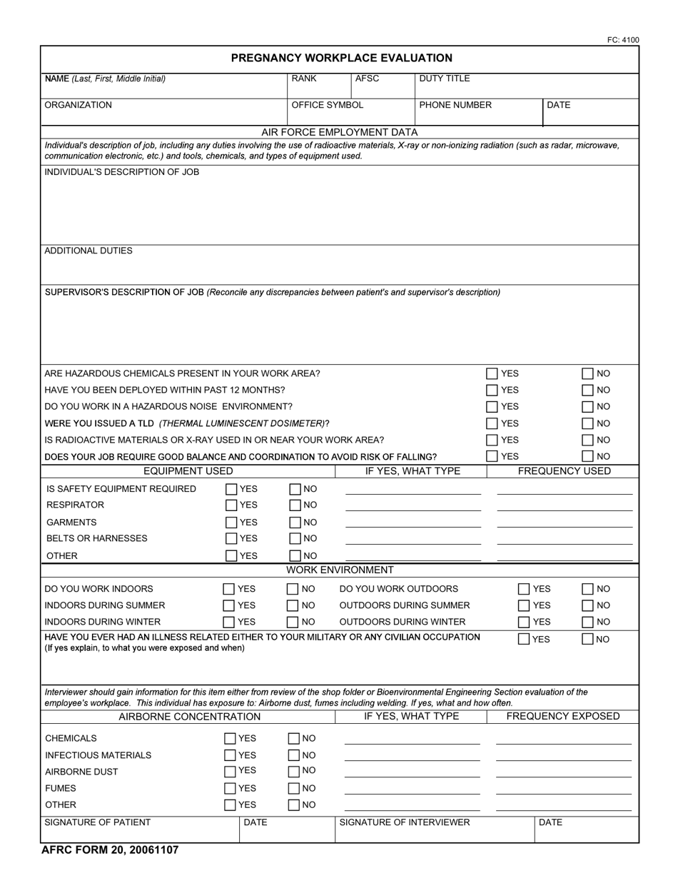 AFRC Form 20 - Fill Out, Sign Online and Download Fillable PDF ... AFRC Form 20 - Fill Out, Sign Online and Download Fillable PDF ...
