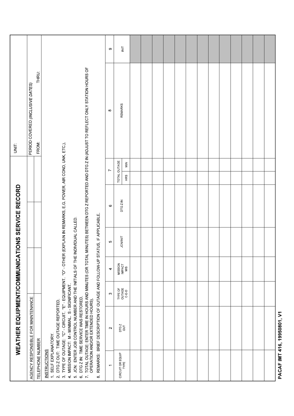 PACAF IMT Form 416 - Fill Out, Sign Online and Download Fillable PDF ...