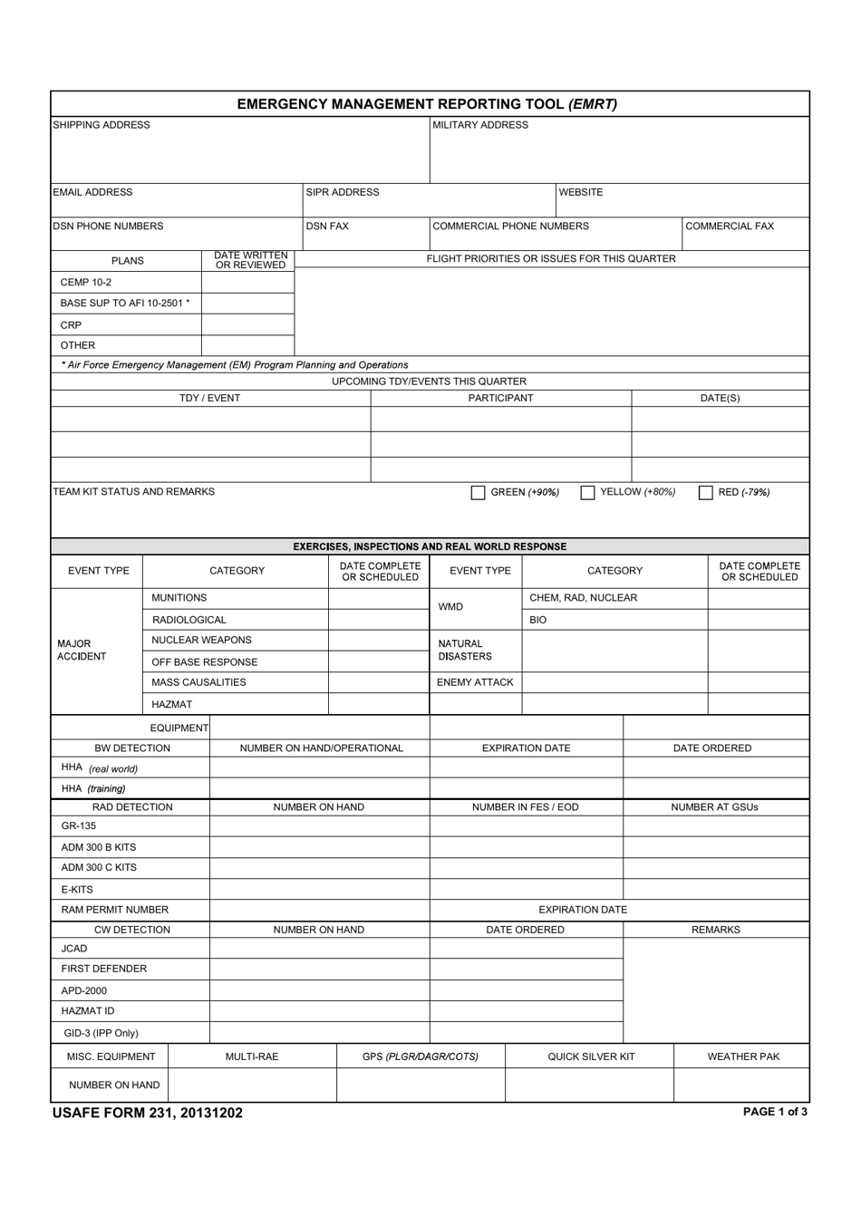 USAFE Form 231 - Fill Out, Sign Online and Download Fillable PDF ...