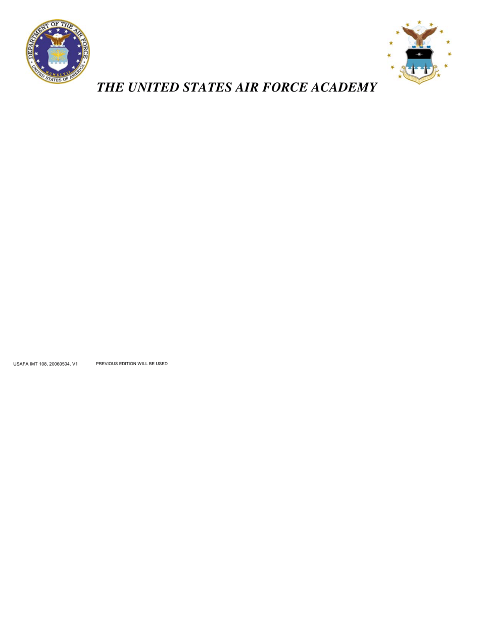 USAFA IMT Form 108 - Fill Out, Sign Online and Download Printable PDF ...