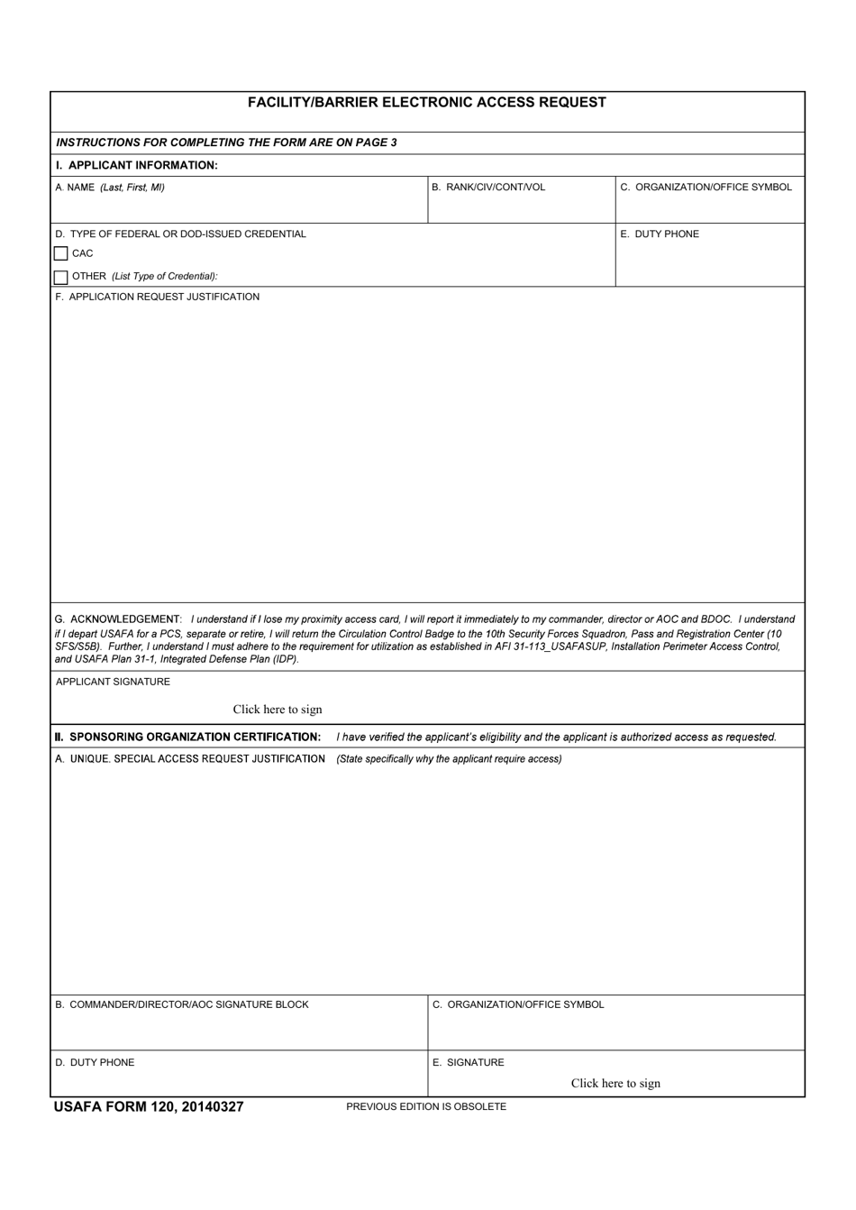 USAFA Form 120 - Fill Out, Sign Online and Download Fillable PDF ...