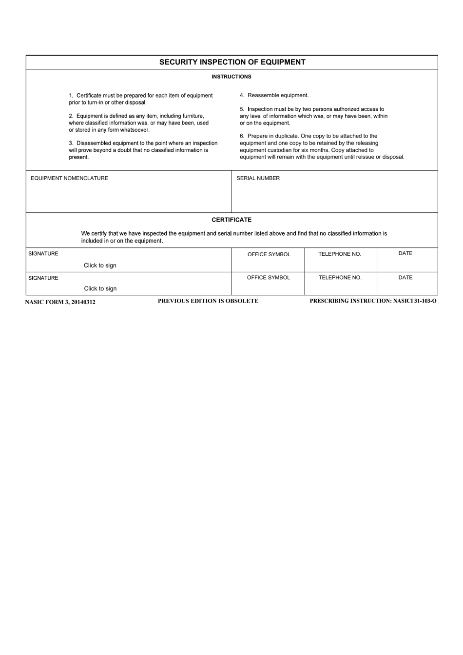 NASIC Form 3 - Fill Out, Sign Online and Download Fillable PDF ...