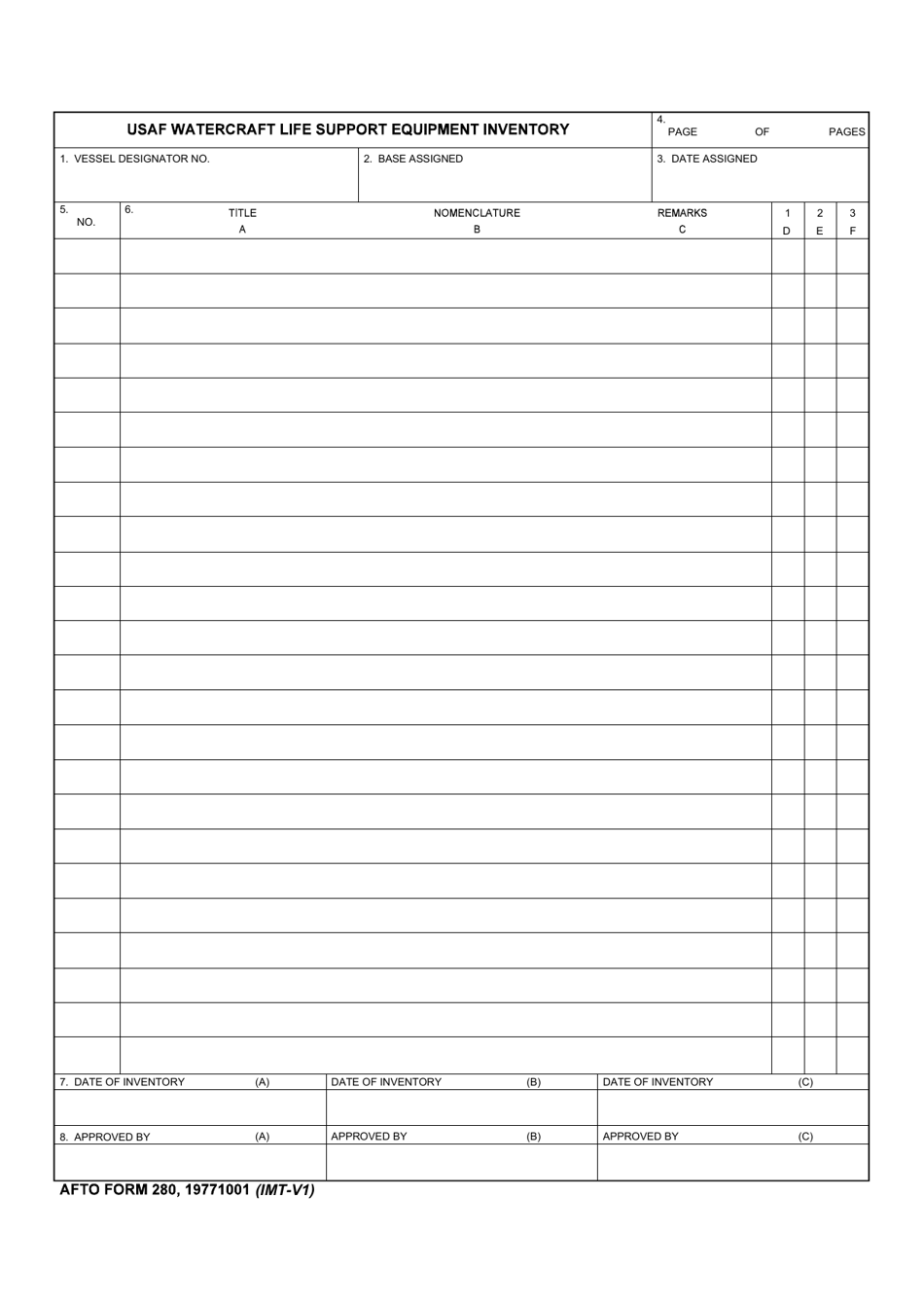 AFTO Form 280 - Fill Out, Sign Online and Download Fillable PDF ...