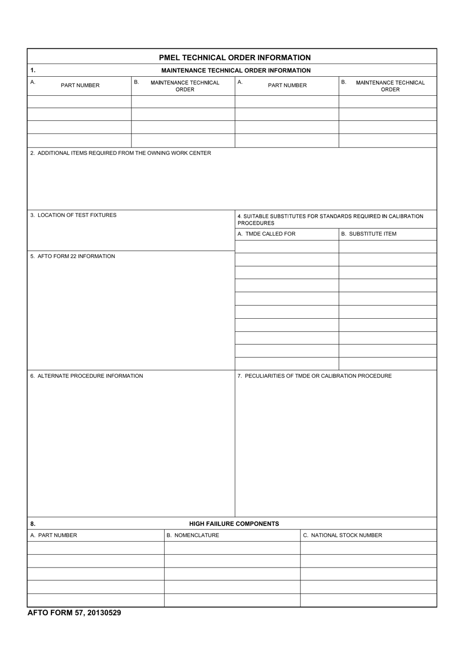 AFTO Form 57 - Fill Out, Sign Online and Download Fillable PDF ...