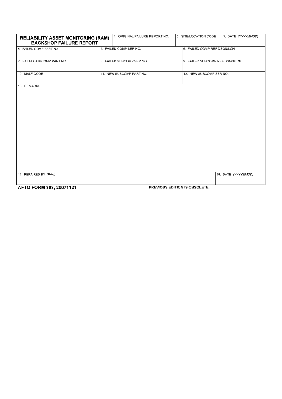 AFTO Form 303 - Fill Out, Sign Online and Download Fillable PDF ...