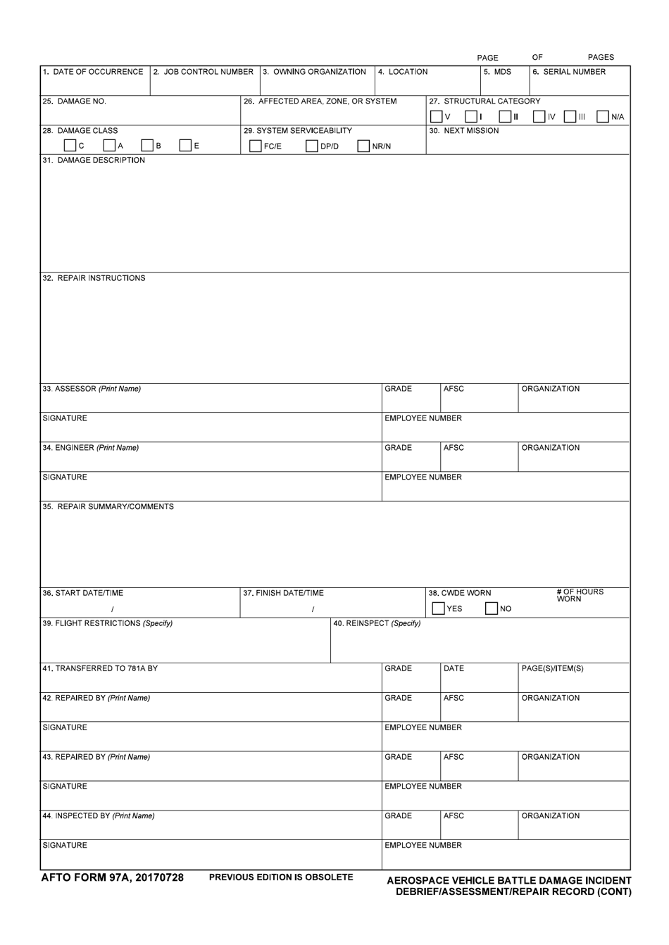 AFTO Form 97A - Fill Out, Sign Online and Download Fillable PDF ...