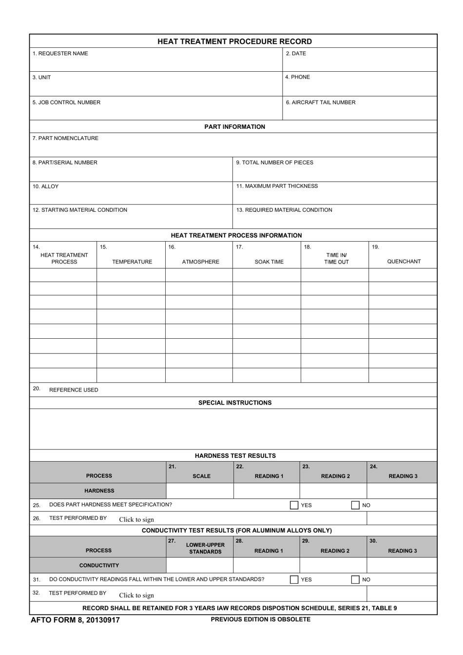 AFTO Form 8 - Fill Out, Sign Online and Download Fillable PDF ...