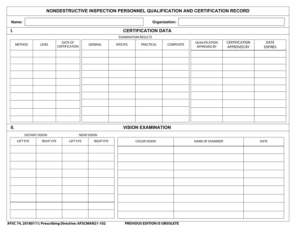 AFSC Form 74 - Fill Out, Sign Online and Download Fillable PDF ...