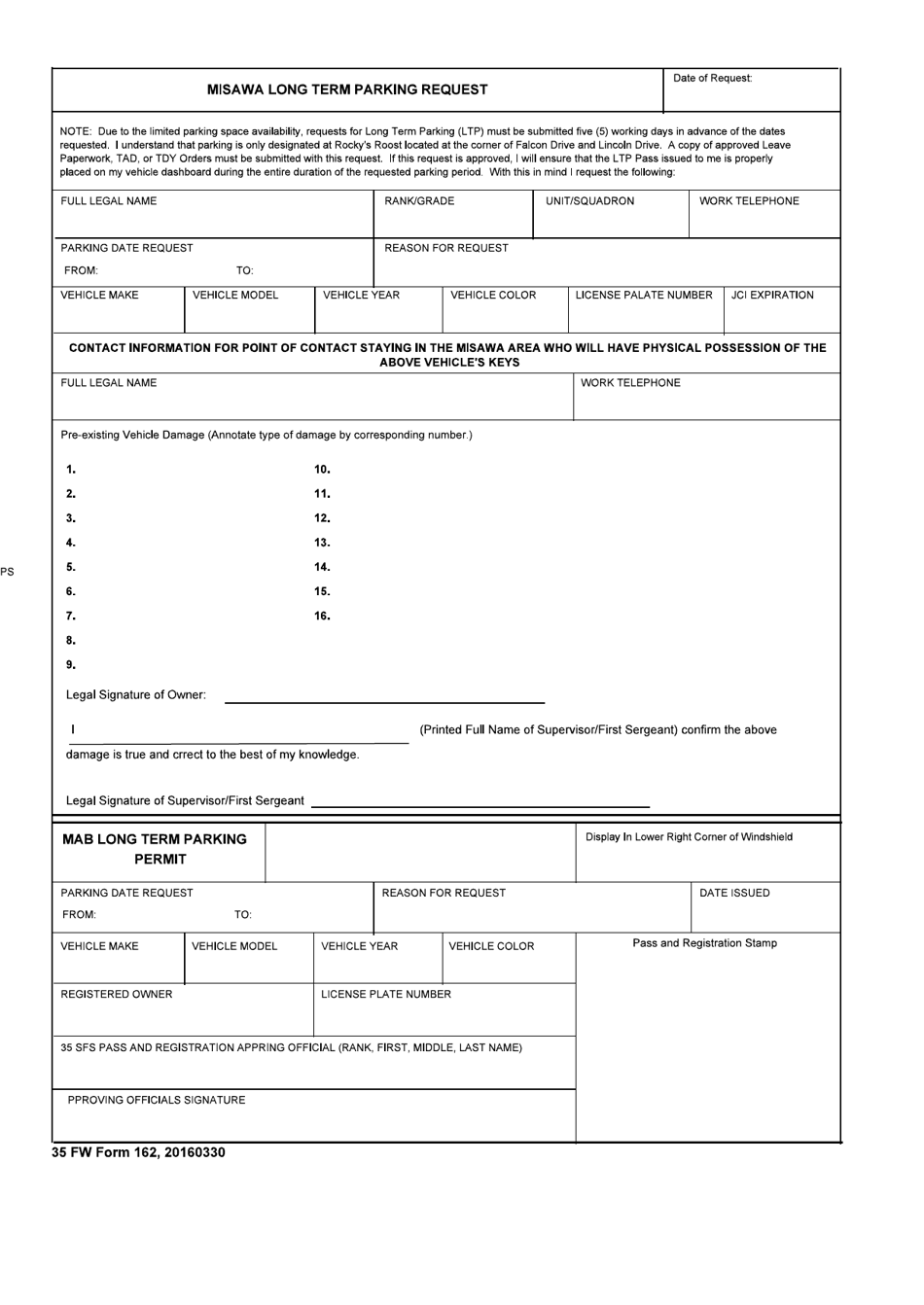35 FW Form 162 - Fill Out, Sign Online and Download Fillable PDF ...