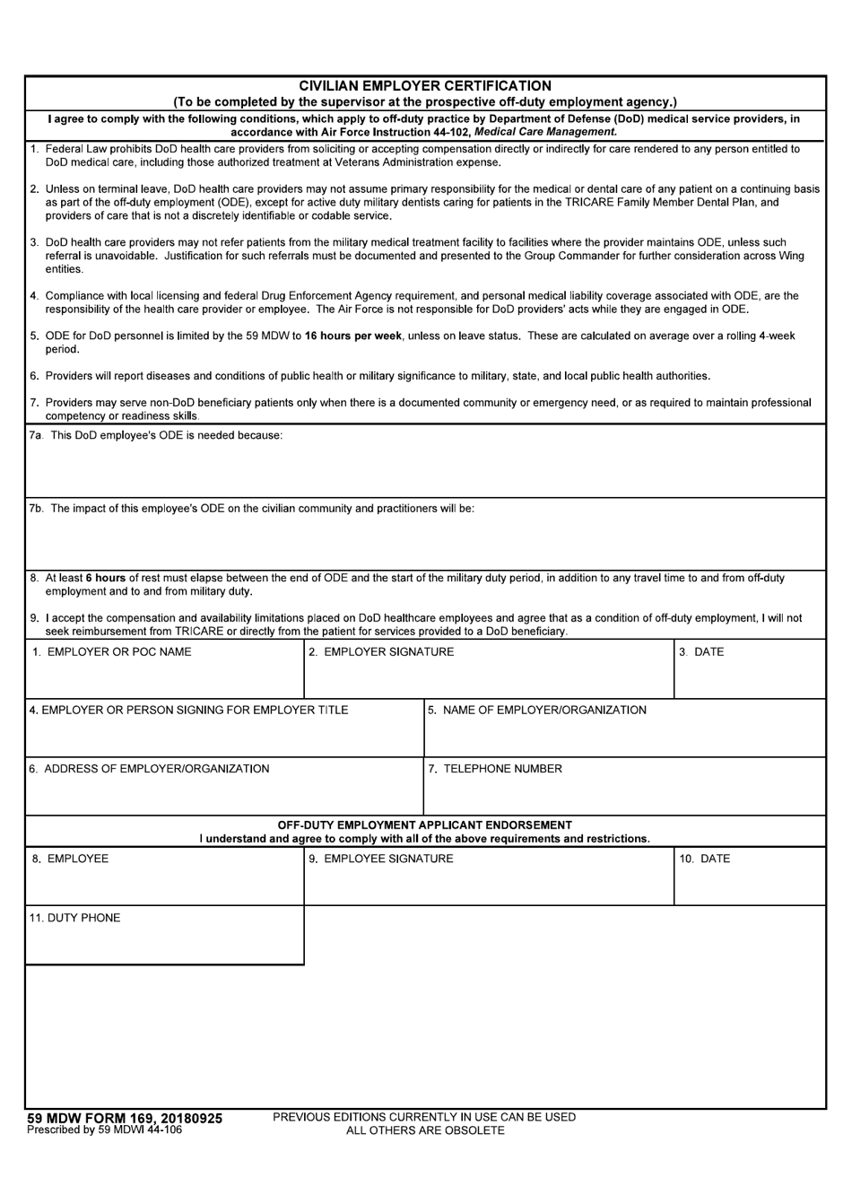 59 MDW Form 169 - Fill Out, Sign Online and Download Fillable PDF ...