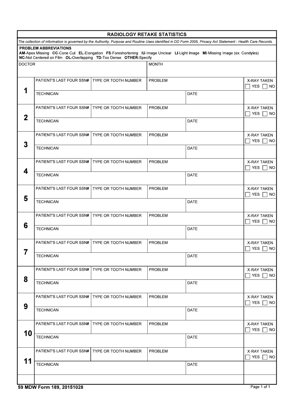 59 MDW Form 189 - Fill Out, Sign Online and Download Fillable PDF ...