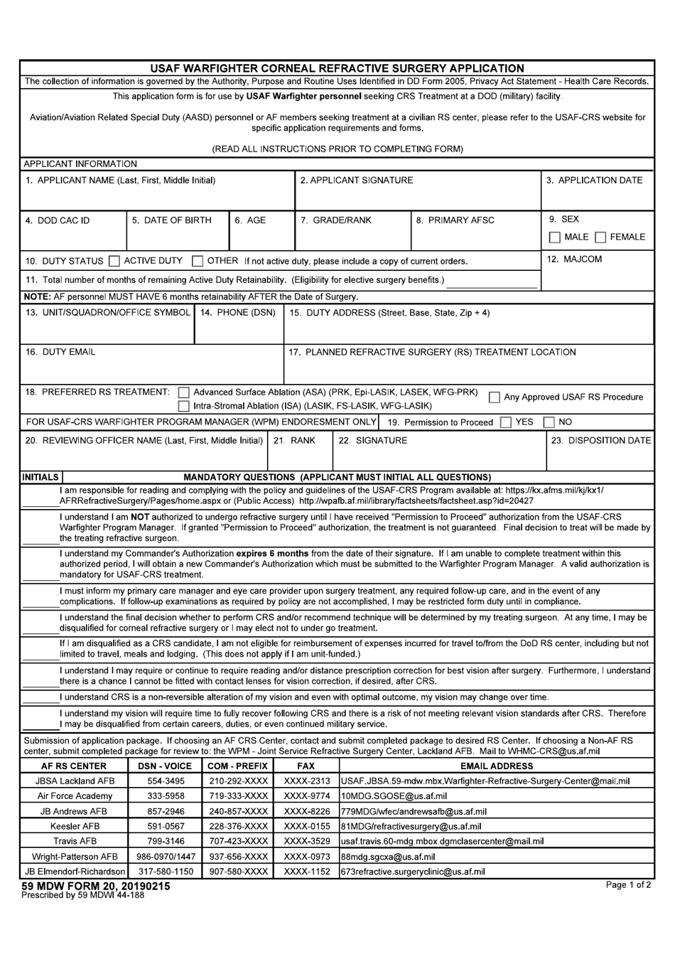 59 MDW Form 20 - Fill Out, Sign Online and Download Fillable PDF ...