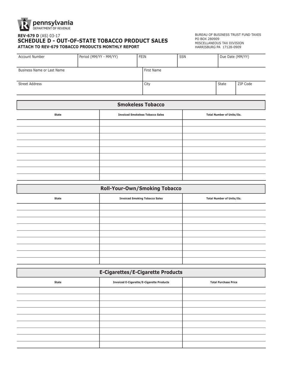 Form REV-679 D Schedule D - Fill Out, Sign Online and Download ...