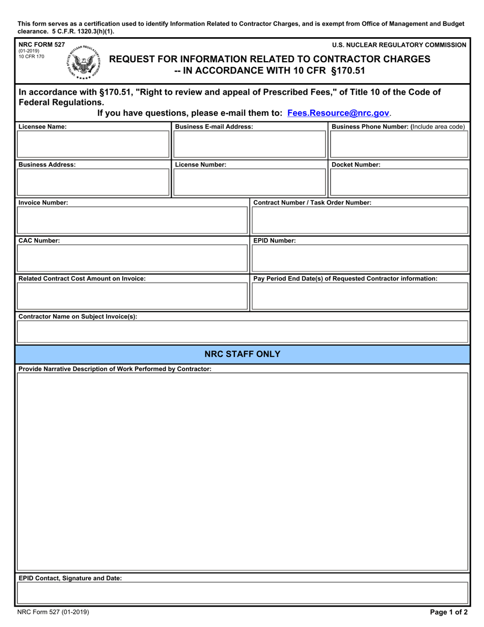 NRC Form 527 - Fill Out, Sign Online and Download Fillable PDF ...