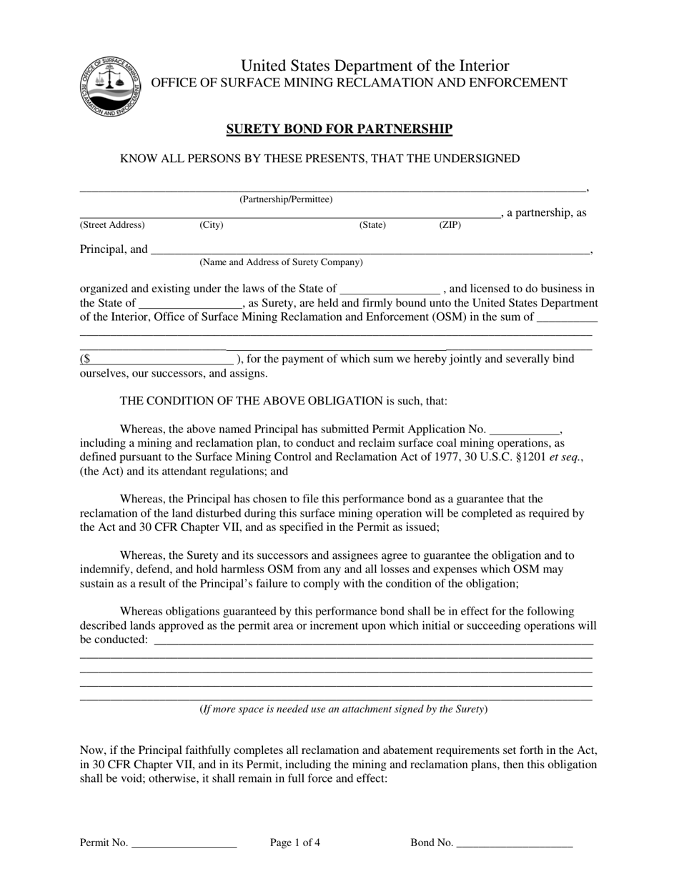 Surety Bond For Partnership Fill Out Sign Online And Download PDF 