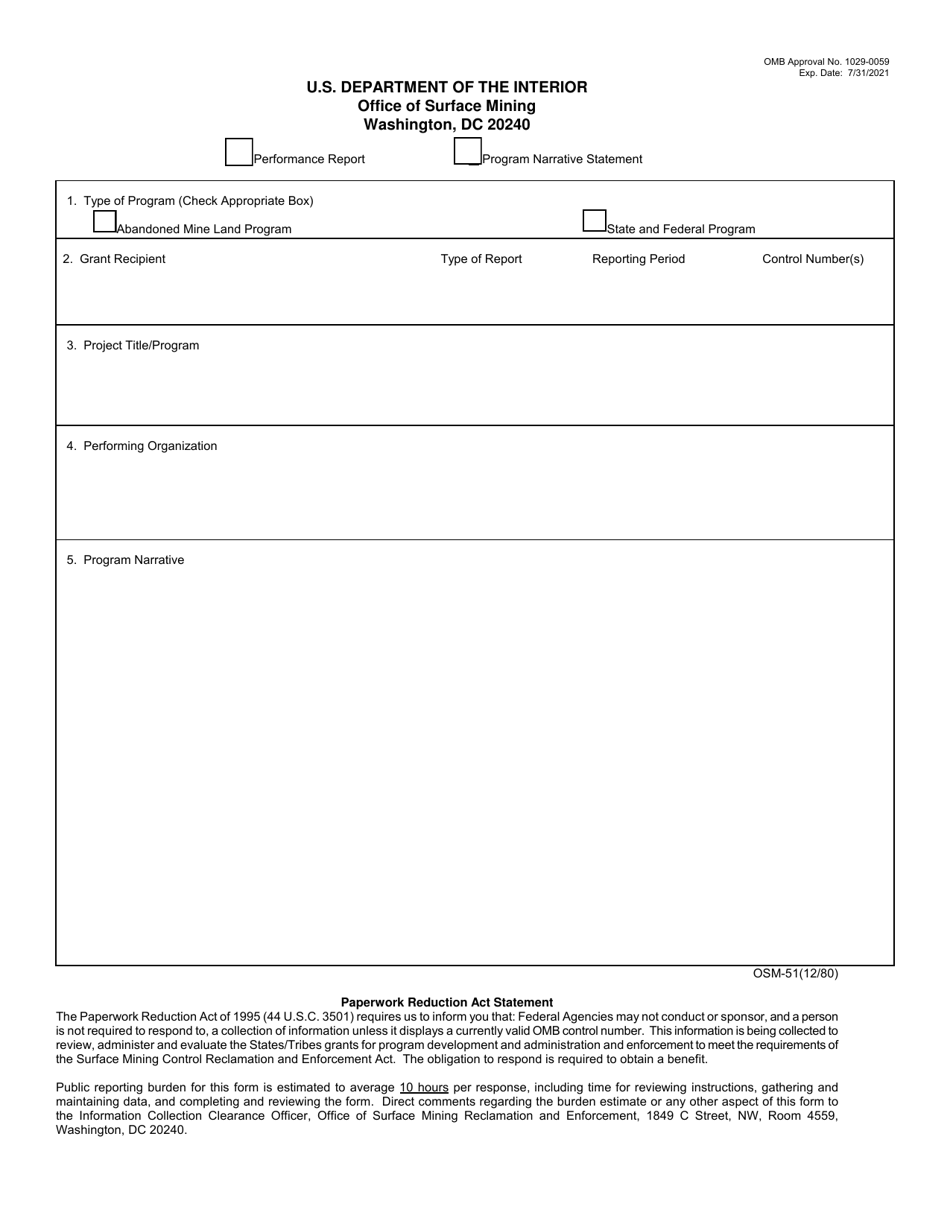 OSMRE Form OSM-51 - Fill Out, Sign Online and Download Fillable PDF ...
