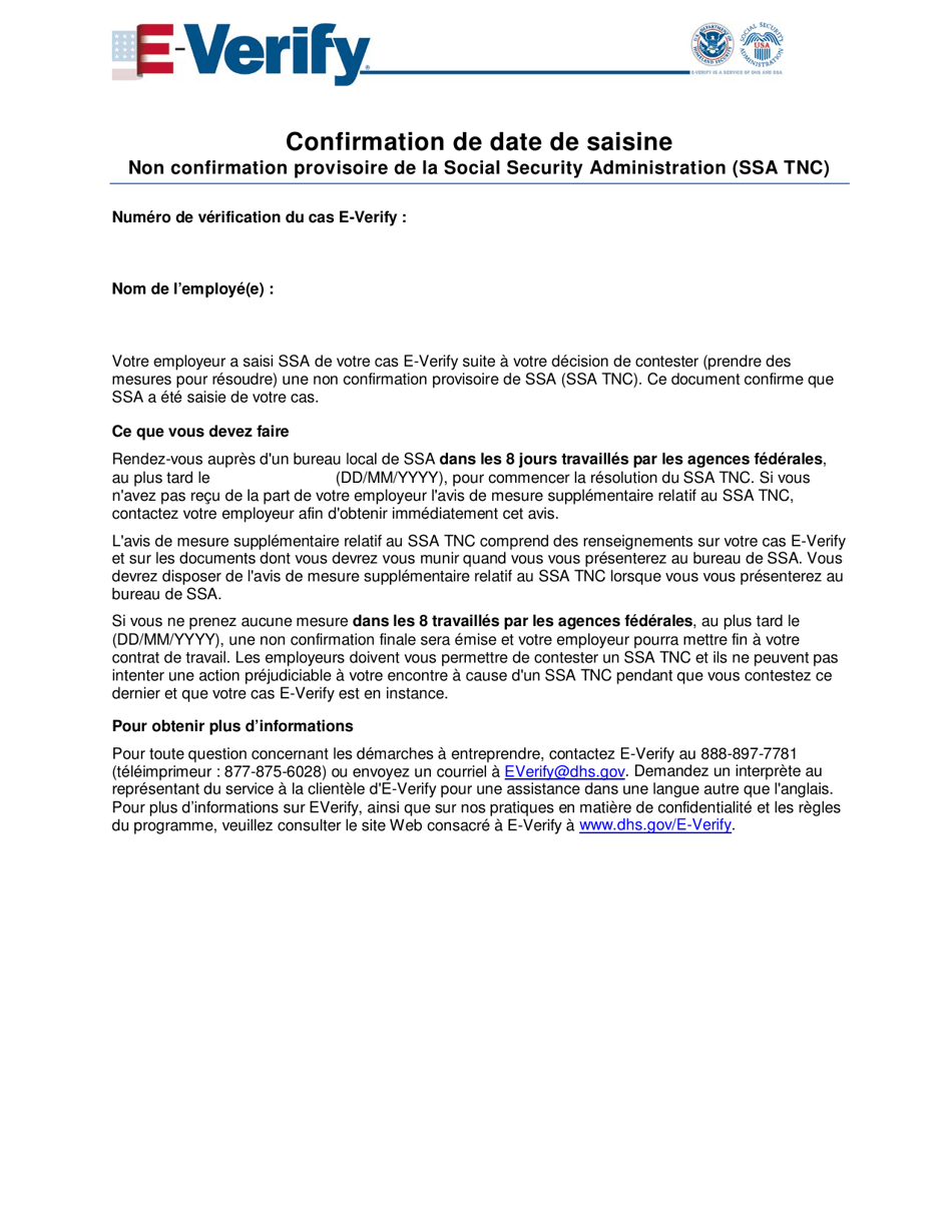 Referral Date Confirmation - Tentative Nonconfirmation (Tnc) (French ...