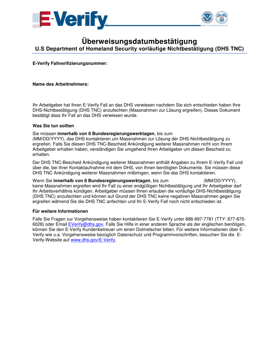 Referral Date Confirmation - Tentative Nonconfirmation (Tnc) - Fill Out ...