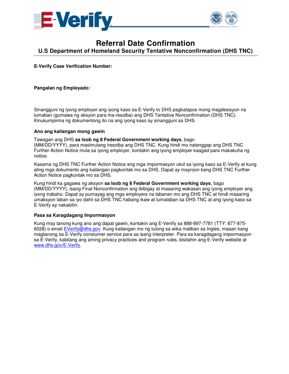 Referral Date Confirmation - U.s Department of Homeland Security ...