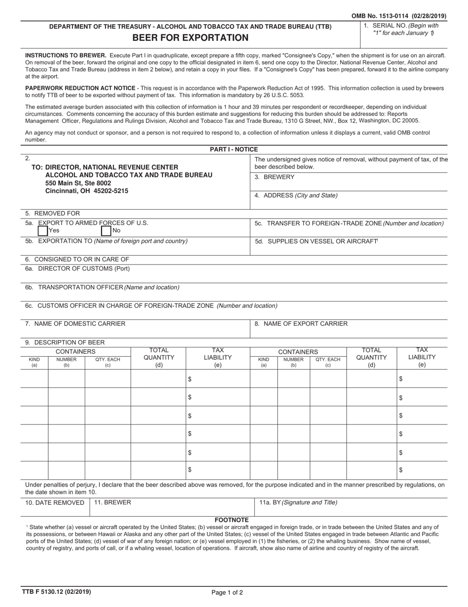 TTB Form 5130.12 - Fill Out, Sign Online and Download Fillable PDF ...