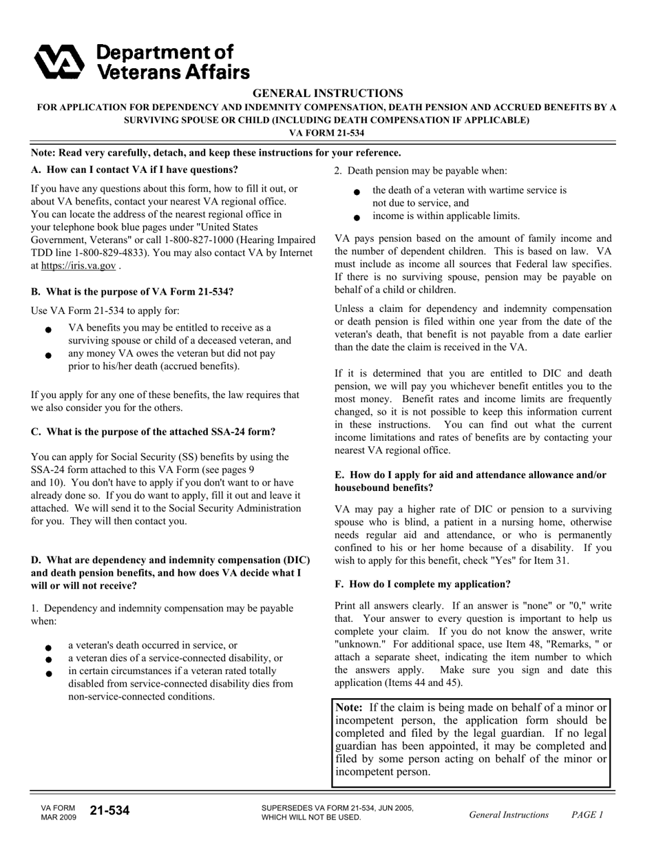 VA Form 21-534 - Fill Out, Sign Online and Download Fillable PDF ...