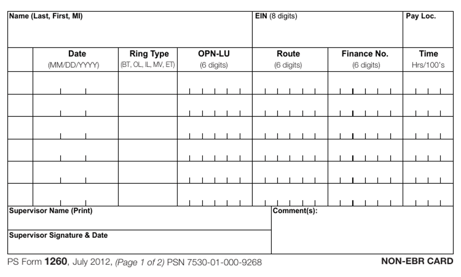 PS Form 1260 - Fill Out, Sign Online and Download Printable PDF ...