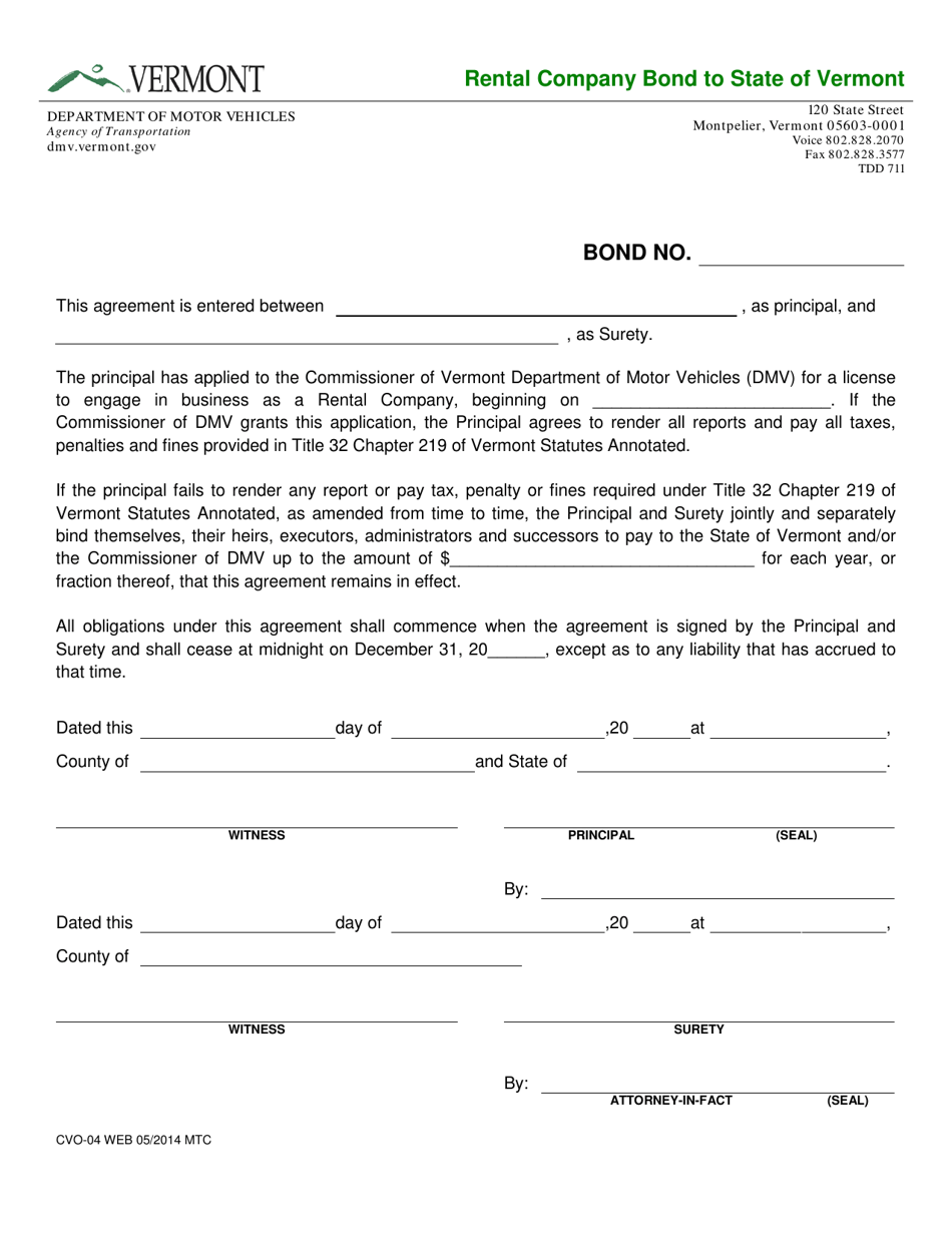 Form CVO-04 - Fill Out, Sign Online and Download Fillable PDF, Vermont ...