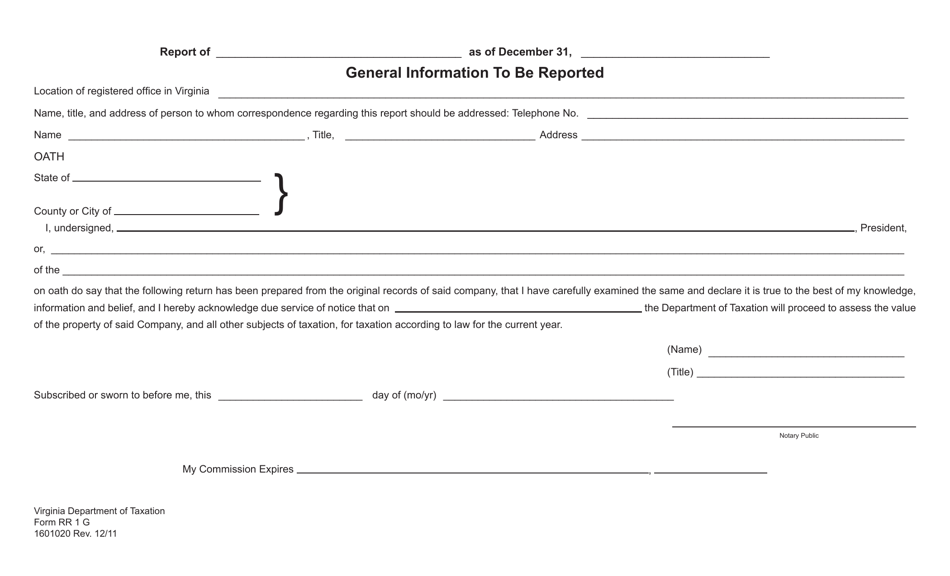 Form RR1 G - Fill Out, Sign Online and Download Fillable PDF, Virginia ...