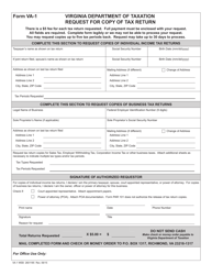 Form VA-1 Download Fillable PDF or Fill Online Request for Copy of Tax ...
