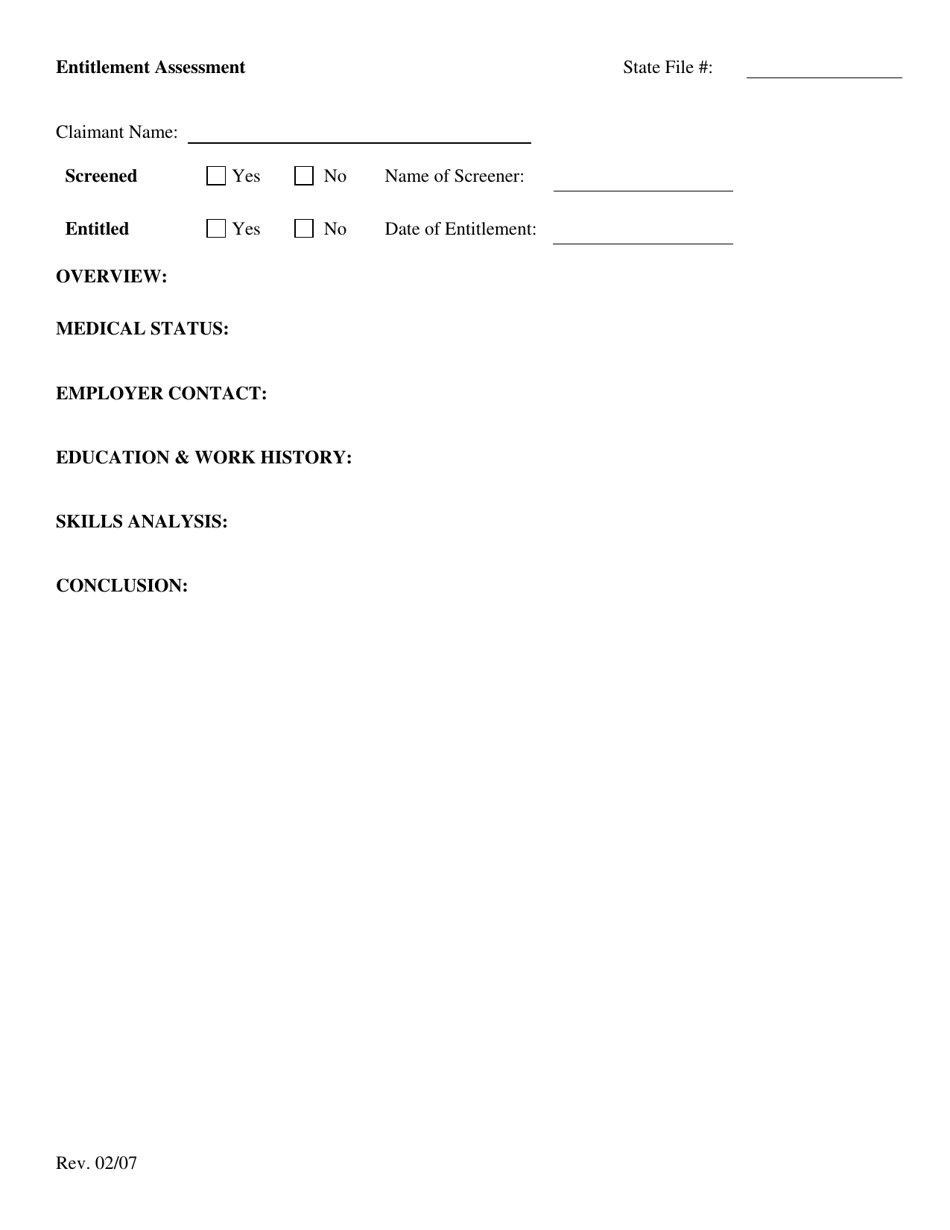 Vermont Entitlement Assessment - Fill Out, Sign Online and Download PDF ...