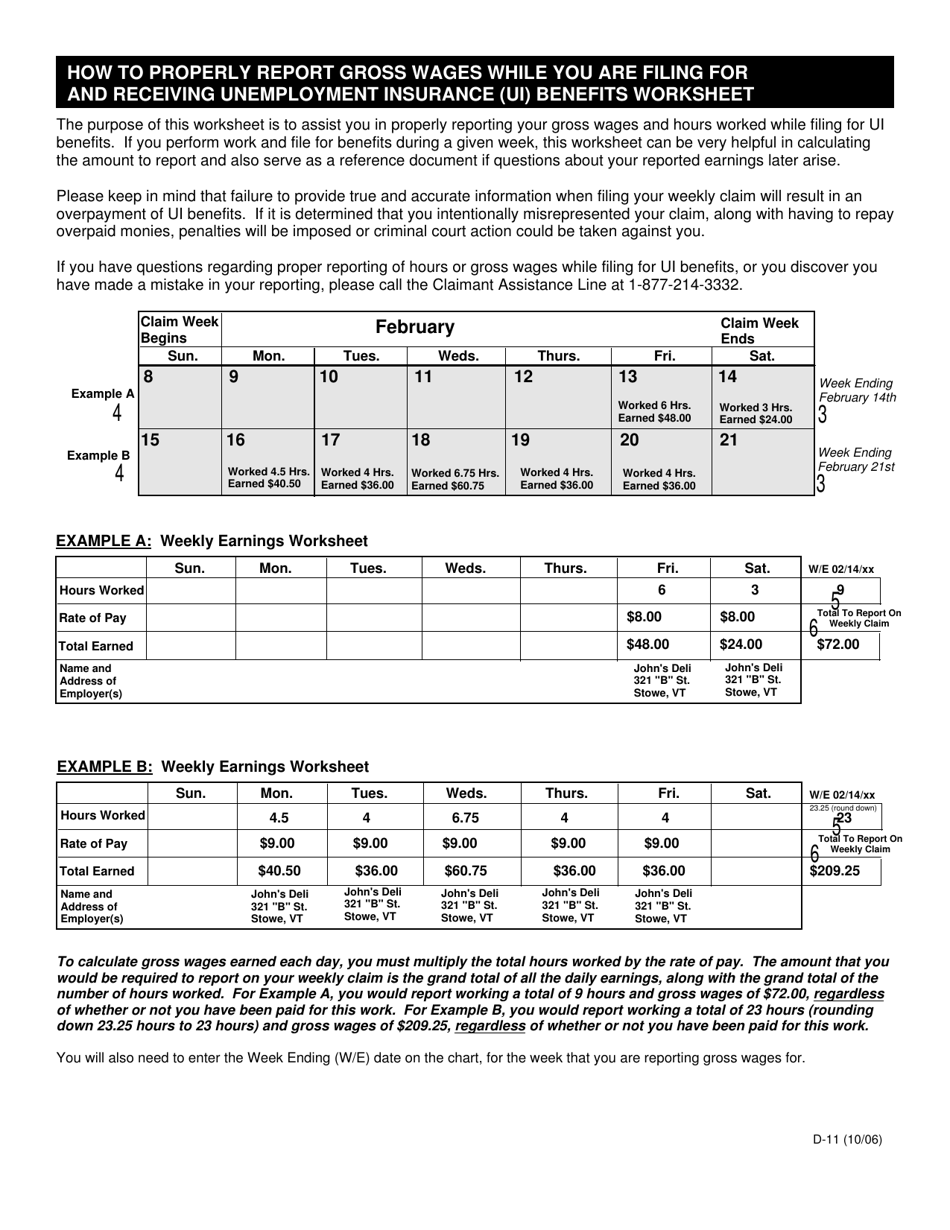 Form D-11 - Fill Out, Sign Online and Download Printable PDF, Vermont ...