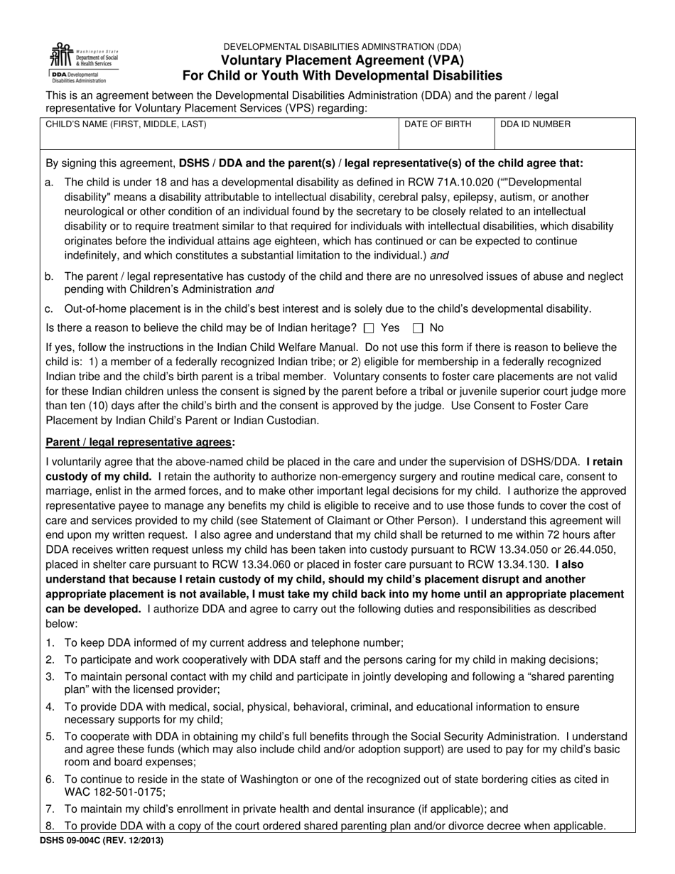 DSHS Form 09-004C - Fill Out, Sign Online and Download Printable PDF ...