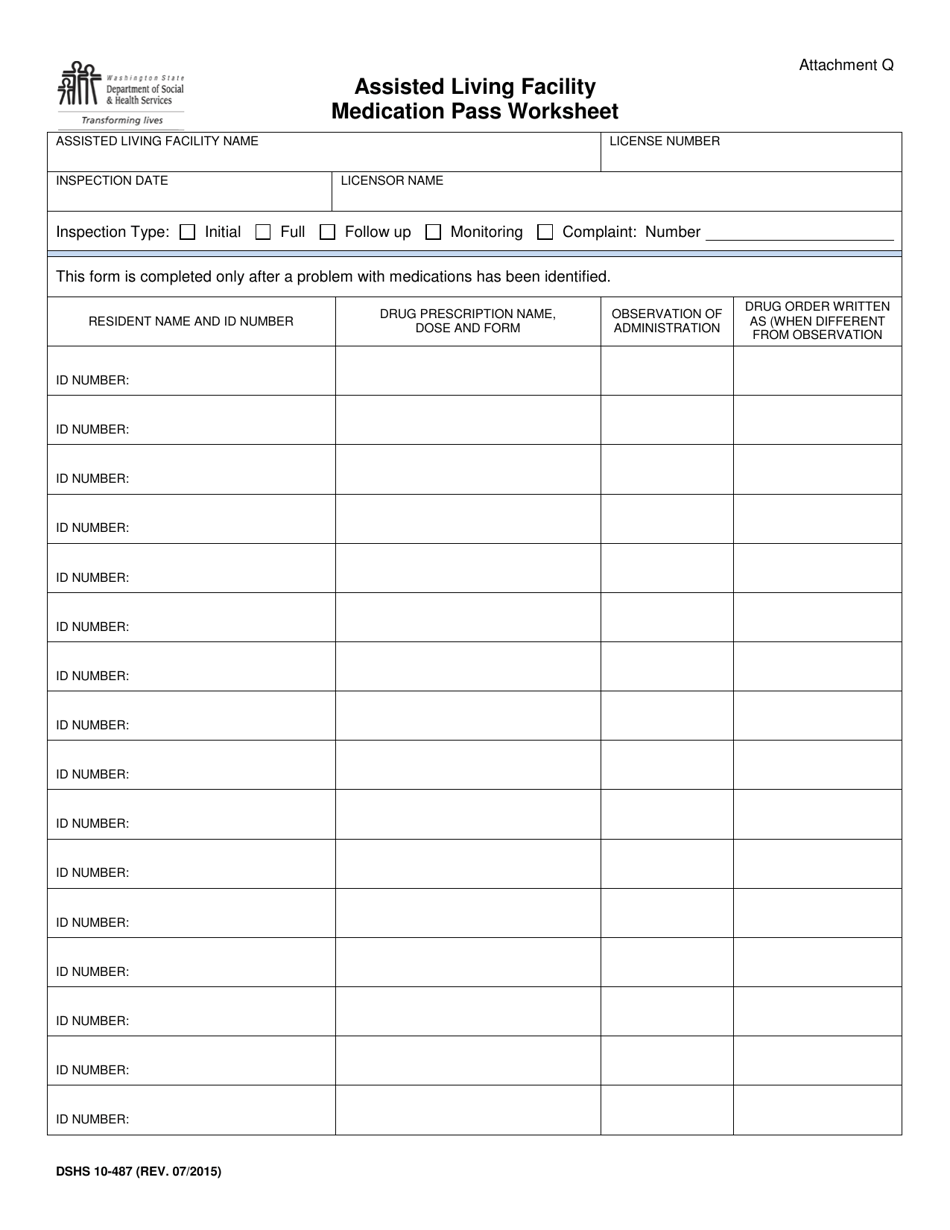 DSHS Form 10-487 Attachment Q - Fill Out, Sign Online and Download ... DSHS Form 10-487 Attachment Q - Fill Out, Sign Online and Download ...