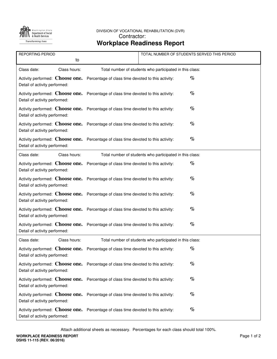 DSHS Form 11-115 - Fill Out, Sign Online and Download Printable PDF ...