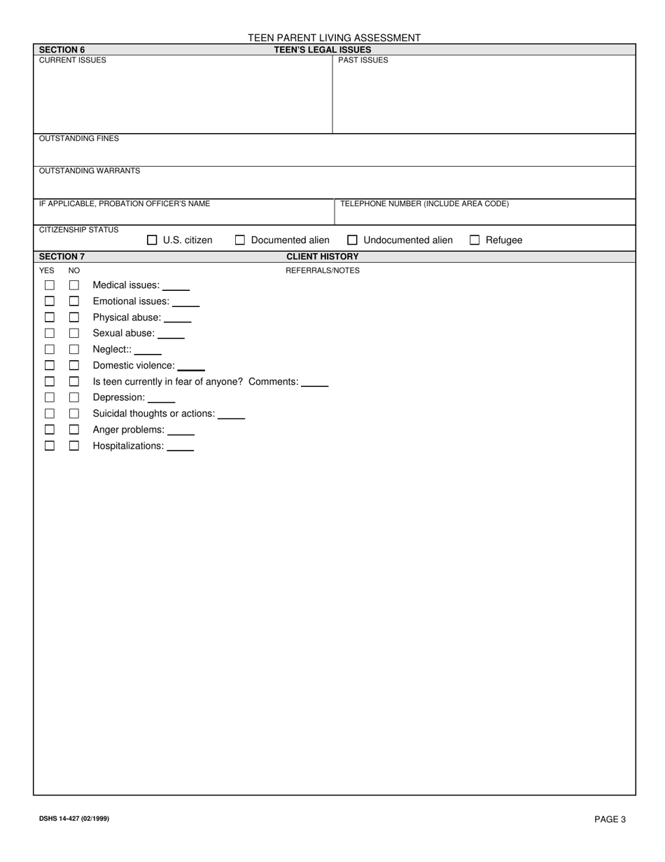 Dshs Form 14 427 Fill Out Sign Online And Download Printable Pdf