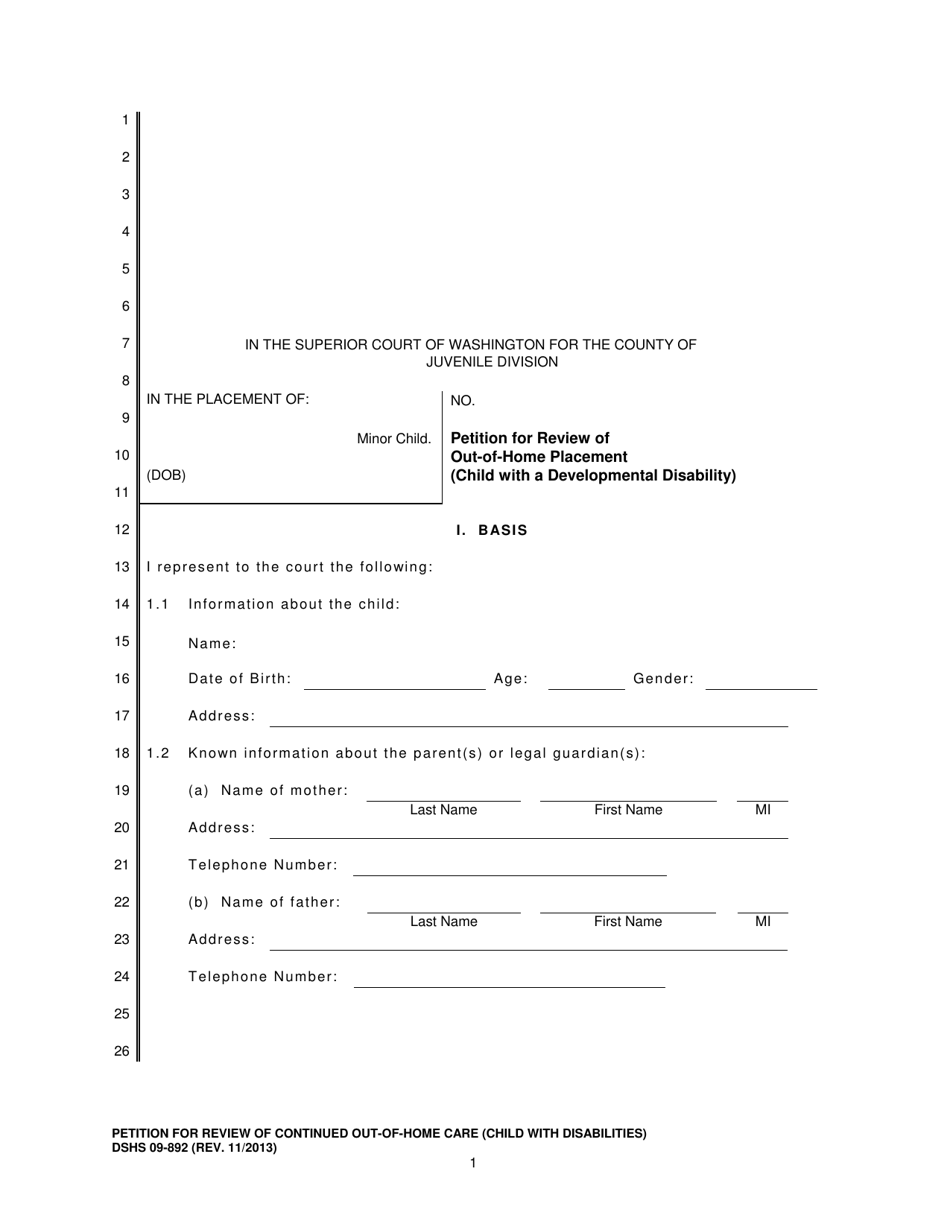 DSHS Form 09-892 - Fill Out, Sign Online and Download Printable PDF ...