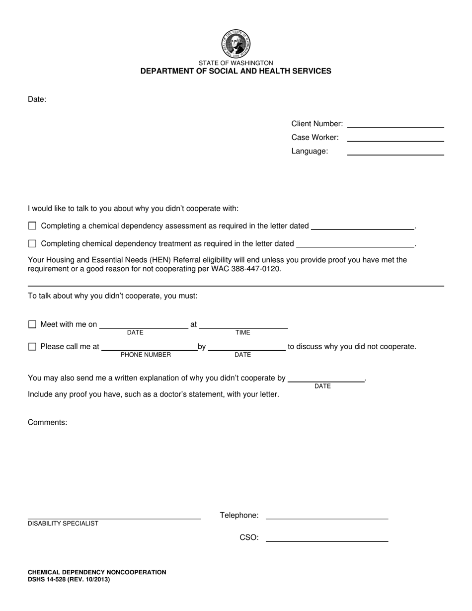 DSHS Form 14-528 - Fill Out, Sign Online and Download Printable PDF ...